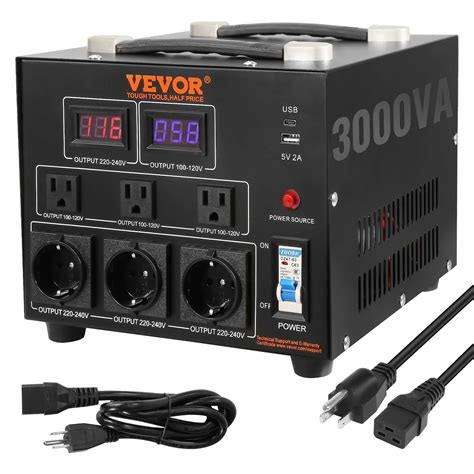 Vevor Voltage Converter Transformer 3000w Heavy Duty Step Updown