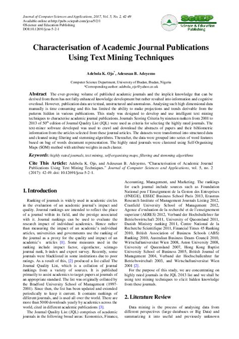 Pdf Characterisation Of Academic Journal Publications Using Text Mining Techniques