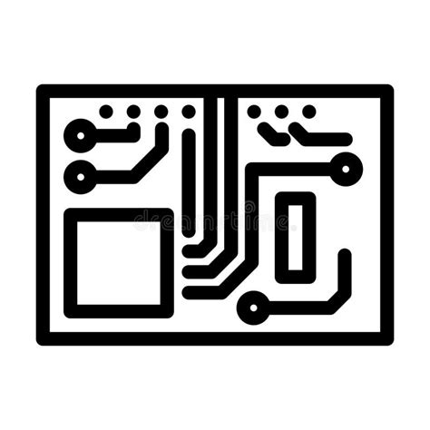 Pcb Board Electronic Component Line Icon Vector Illustration Stock