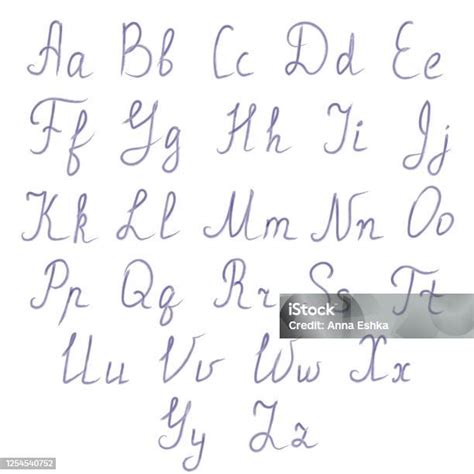時尚的水彩手繪英文字母表大寫和小寫字母的集合 按字母順序排列 用書法字體手寫向量字型向量圖形及更多文字圖片 文字 剪裁圖 創作性