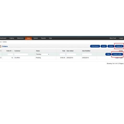 Opencart Admin Reset Orders With One Click