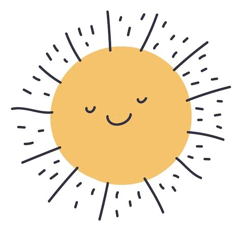 Bonito Sol Feliz Doodle Céu Personagem Sorridente Vetor Premium