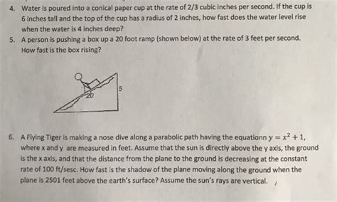 Solved Water Is Poured Into A Conical Paper Cup At The Rate
