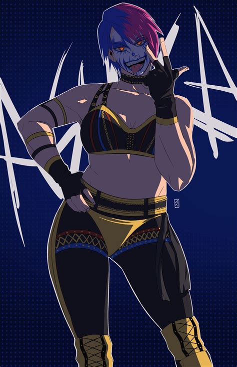 Abhayrajkanwar Asuka Wwe Diva Blue Hair Face Paint Facepaint Female