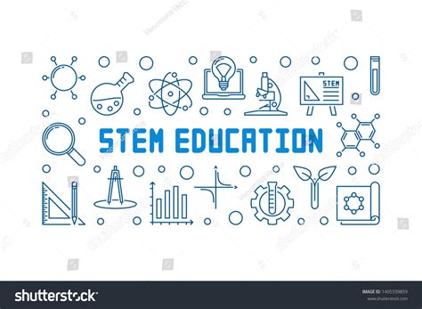 Stem Education Vector Concept Outline Horizontal Stock Vector Royalty