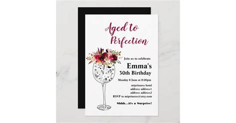Wine Birthday Invitation Aged To Perfection Invitation Zazzle