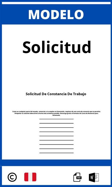 Modelo De Solicitud De Constancia De Trabajo 2026