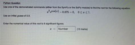 solved python question use one of the demonstrated commands
