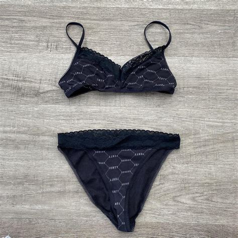 Savage X Fenty Womens Black And Grey Bra Depop