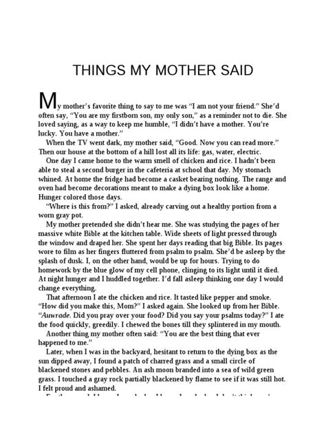 Things My Mother Said Pdf