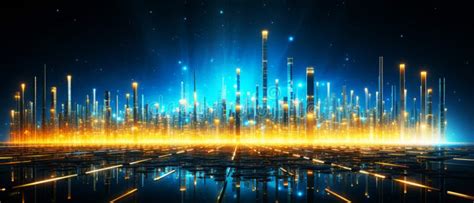 Abstract Technology Digital Hi Tech City Concept Background Stock