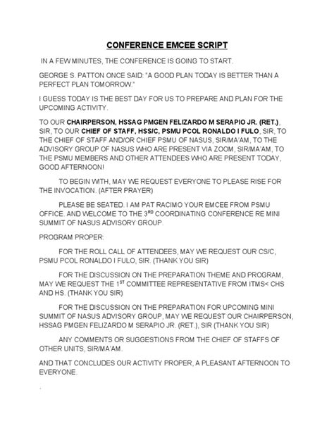 Conference Emcee Script Pdf