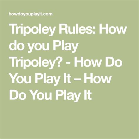 Printable Tripoley Game Rules