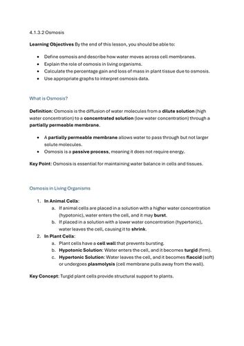 Osmosis Gcse Biology Teaching Resources