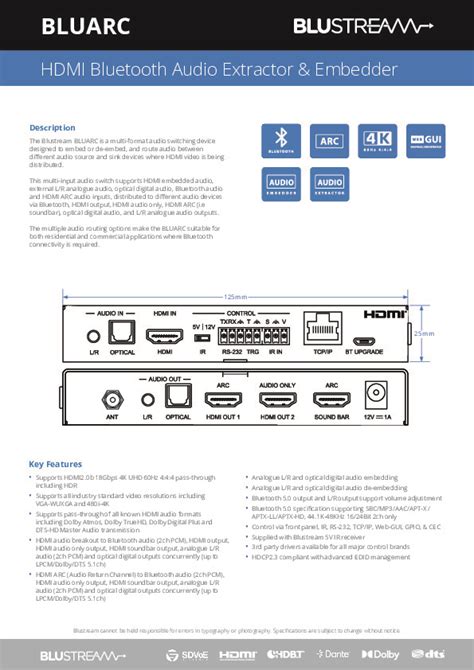 Blustream Hdmi2 0 Audio Extractor Embedder From Alltrade Bluarc
