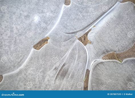 Abstract Curving Pattern Formed In Frozen Puddle Abstract Background Stock Image Image Of