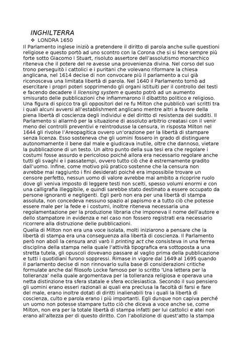 La Liberta Di Stampa Prima Parte Docsity