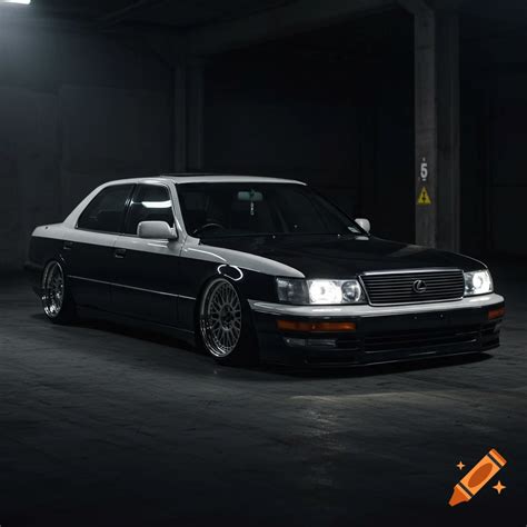 Slammed Two Tone Lexus Ls400 Parked In A Dimly Lit Garage On Craiyon