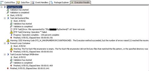 solved package failed error message when executing job ssis ftp task
