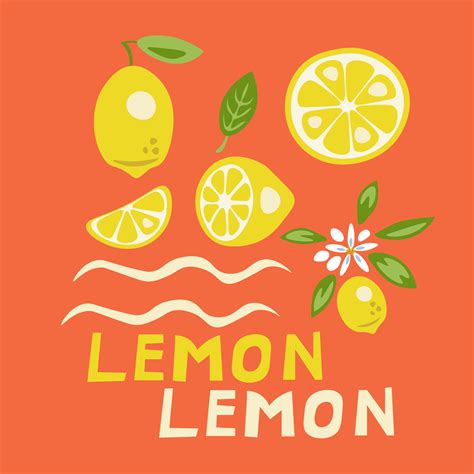 Lemon Elements Collection 9878642 Vector Art At Vecteezy