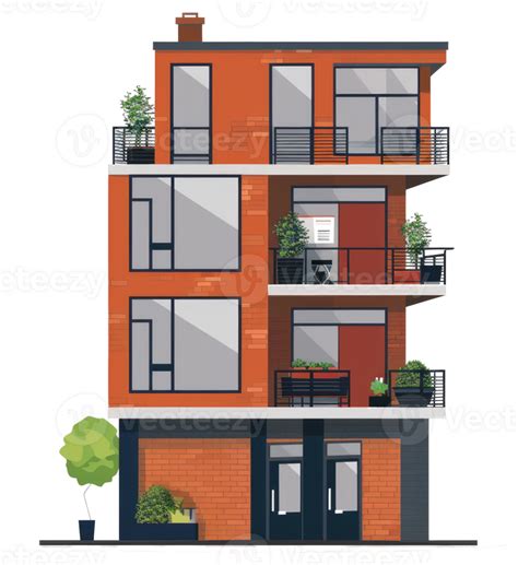 A Multi Story Apartment Building With Various Balcony Decorations