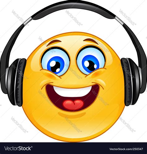 Headphones Emoticon Royalty Free Vector Image Vectorstock
