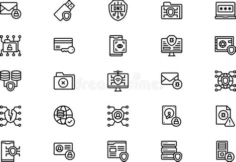 Data Protection Icons Collection Is A Vector Illustration With Editable Stroke Stock Vector