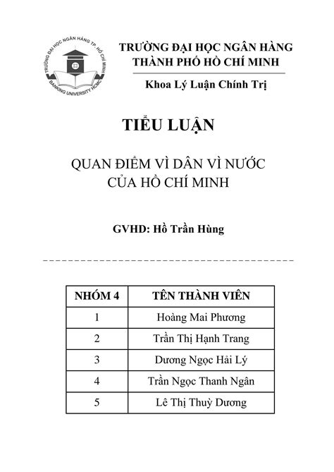 SOLUTION: Tieu luan Tu tuong Ho Chi Minh (Ho Chi Minh's thoughts Assignment) - Studypool