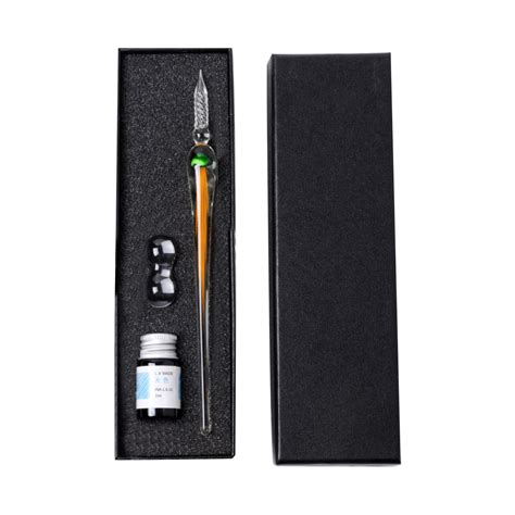 Bkbp Calligraphy Glass Dip Pen Art Kit 1ml Set With Colored Ink And Pen