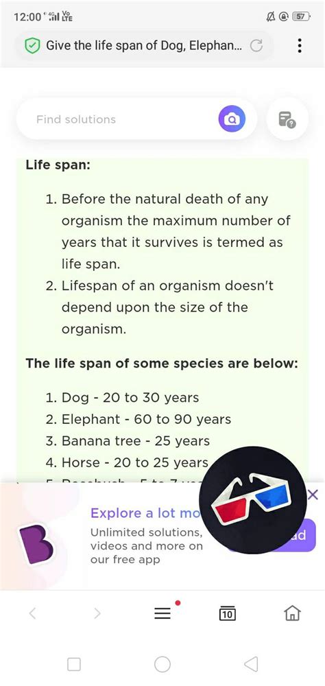 The Life Span Of Some Species Are Below Filo
