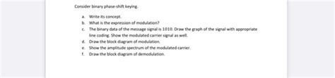 Solved Consider Binary Phase Shift Keying A Write Its