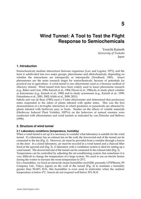 pdf wind tunnel a tool to test the flight response to