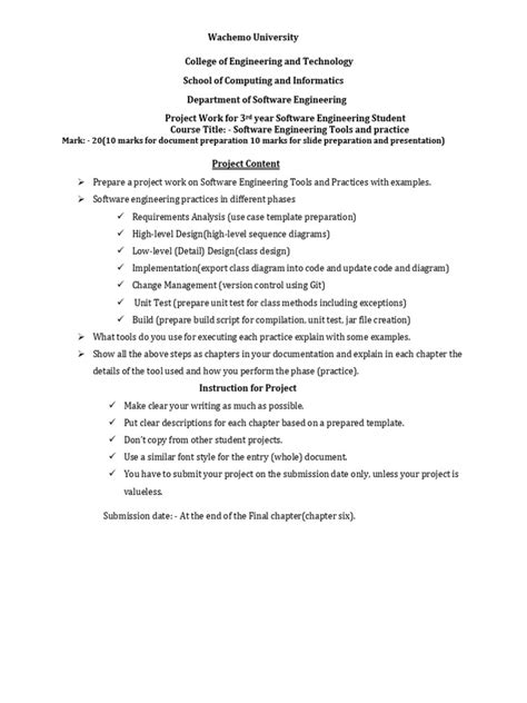 Project Template Pdf Use Case Unit Testing