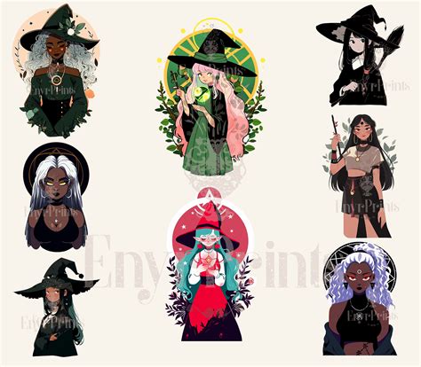 Eight Witches Clipart Bundle Png Witchy Wicca Dark Academia Clipart