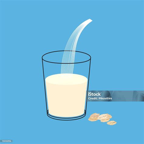 Gelas Vektor Susu Gandum Dengan Serpihan Ilustrasi Stok Unduh Gambar