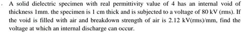 Solved Explain In Detail A Solid Dielectric Specimen With Real