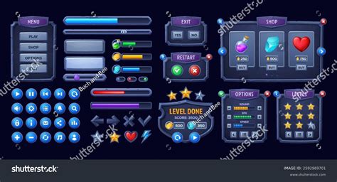 Stone Game Interface Medieval Ui Game Stock Vector Royalty Free 2592969701 Shutterstock