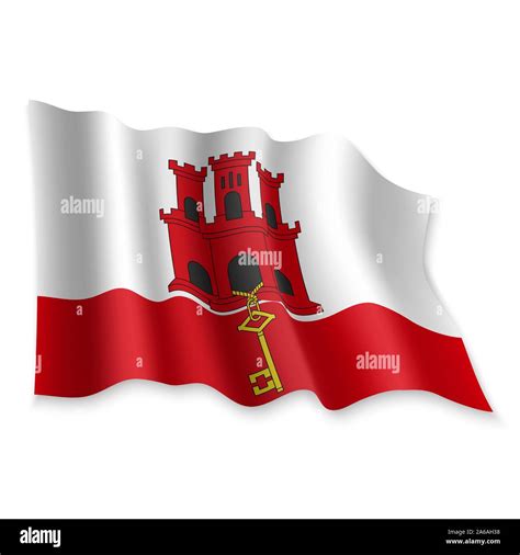 D Realistic Waving Flag Of Gibraltar On White Background Stock Vector Image Art Alamy