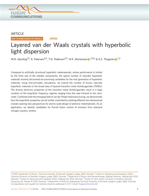 Pdf Layered Van Der Waals Crystals With Hyperbolic Light Dispersion