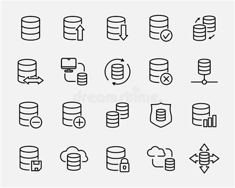 Set Of Database Icons In Modern Thin Line Style Stock Vector