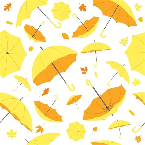 Premium Vector Seamless Pattern With Yellow Umbrellas