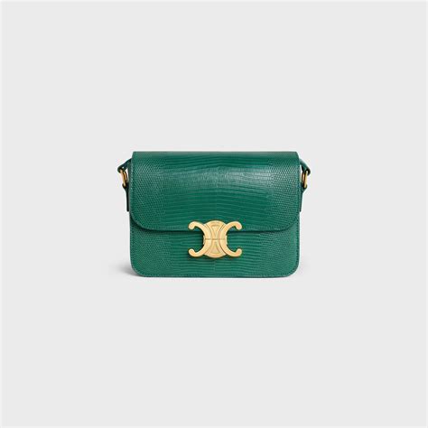 Teen Triomphe Bag In Lizard Pine Green Celine Fragrance Samples