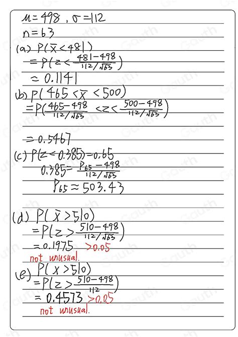 Solved Sat Scoresthe Mean Mathematics Sat Score Was 498 And The