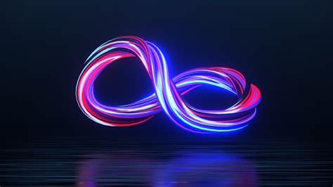 무한대 기호 디지털 네온 모양 및 매끄러운 루프 3d 애니메이션이 있는 추상적인 배경은 시각적으로 놀랍고 매혹적입니다 뱀에 대한 스톡 사진 및 기타 이미지 Istock