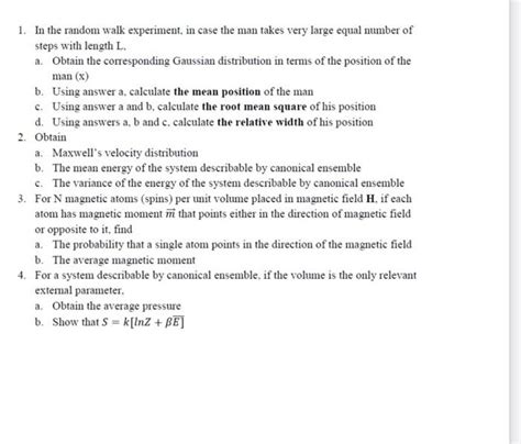 Solved 1 In The Random Walk Experiment In Case The Man