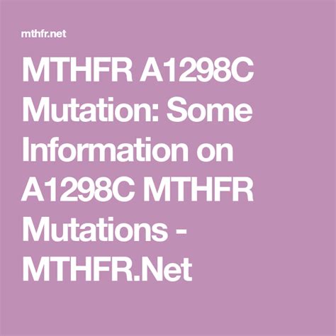 Mthfr A1298c Mutation Some Information On A1298c Mthfr Mutations