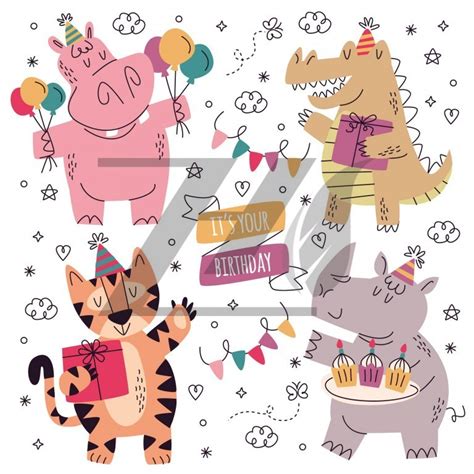 دانلود وکتور مجموعه استیکرهای تولد طرح حیوانات دانلود رایگان فایل لایه باز، Psd، وکتور، لوگو و