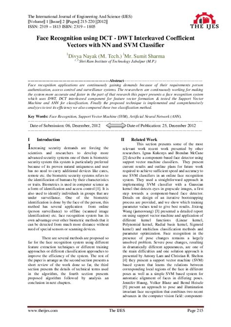 pdf face recognition using dct dwt interleaved coefficient vectors