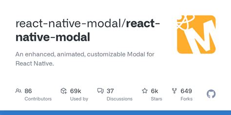 Github React Native Modal React Native Modal An Enhanced Animated Customizable Modal For