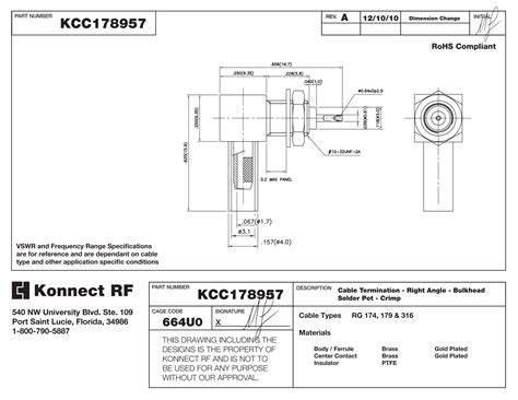 Cable Termination Right Angle Bulkhead Crimp Solder Pot Goldbrass